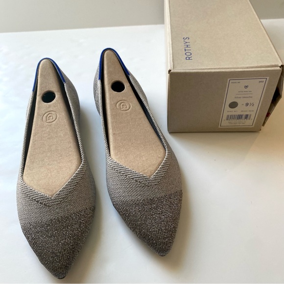 Rothy's | Shoes | New Rothys Silver Metallic Captoe Ballet Flats Points ...